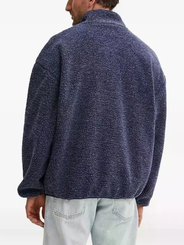 American Vintage Zip-up Fleece Jacket With Logo Patch - Blue