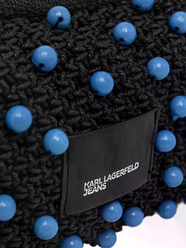 Karl Lagerfeld Beaded Knit Shoulder Bag