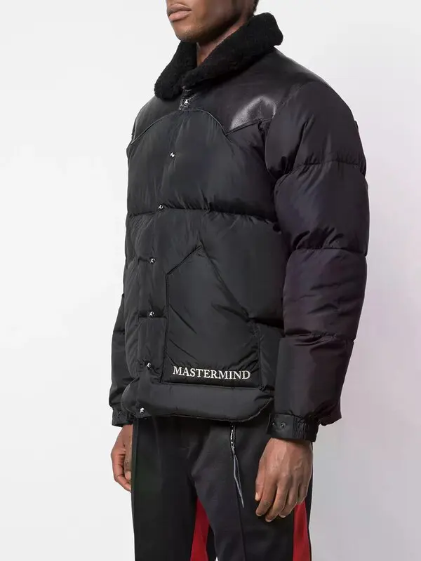 MASTERMIND WORLD Padded Leather-panelled Coat
