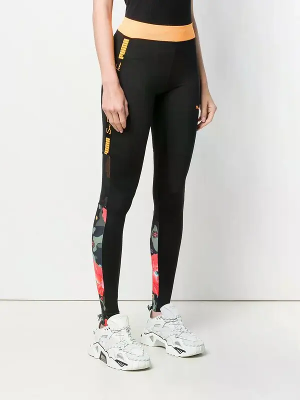 PUMA And Orange Contrast Waistband Leggings