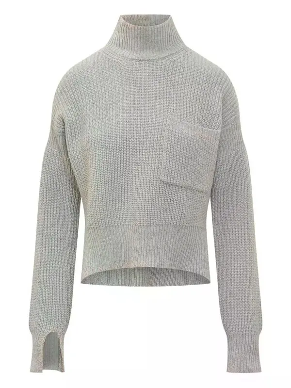 Marni Ribbed Turtleneck Sweater With Patch Pocket