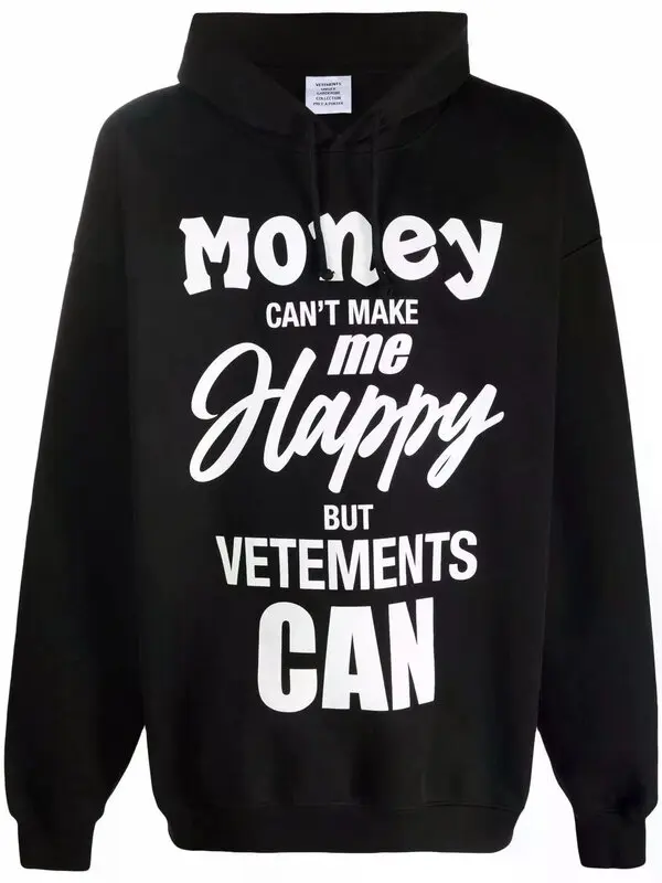 Vetements Graphic-print Cotton Hoodie - Black