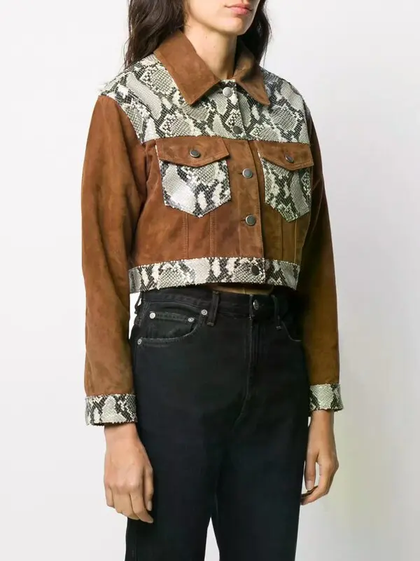 GIUSEPPE ZANOTTI Snakes-panelled Cropped Jacket