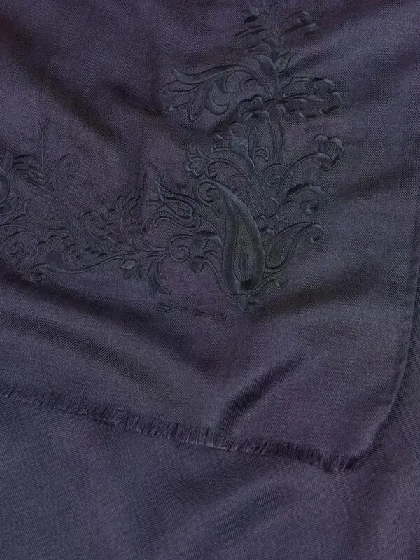Etro Paisley-embroidered Cashmere Scarf - Blue