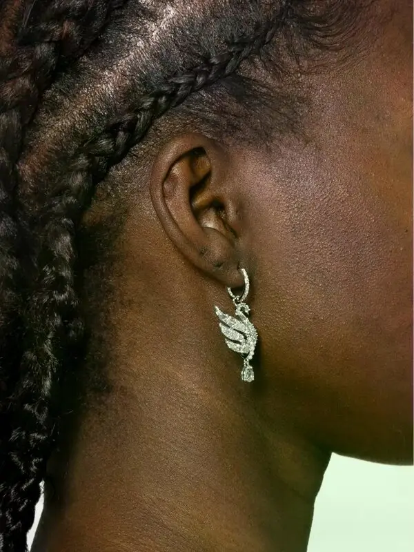 SWAROVSKI Rhodium-plated Swan Motif Crystal Earrings