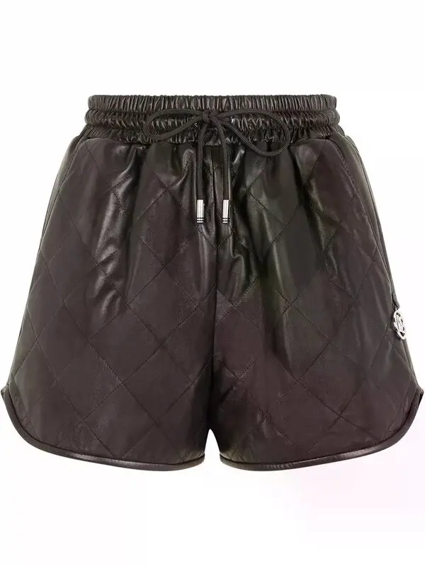 Dolce & Gabbana Quilted Leather Track Shorts - Black