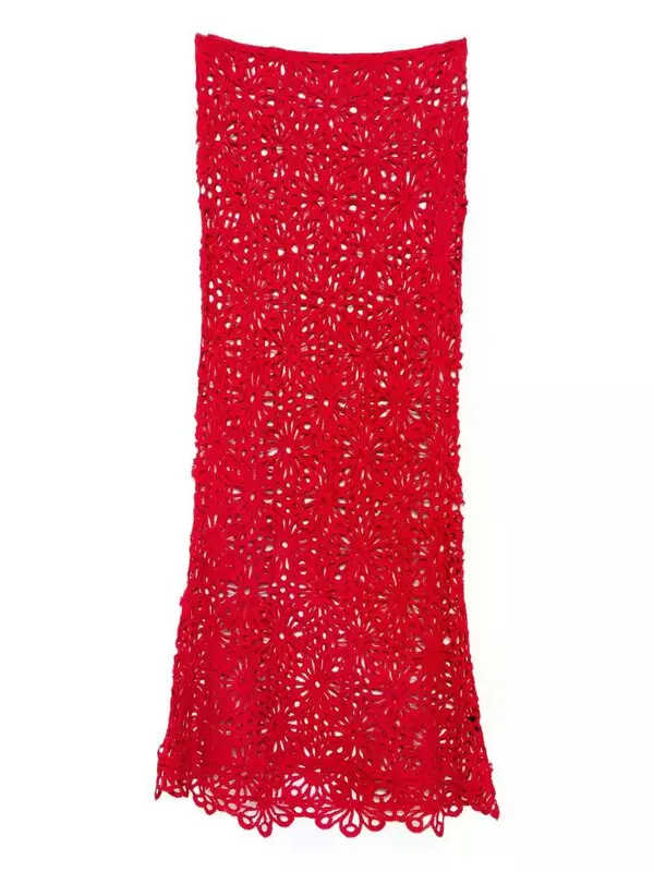 Norma Kamali Floral Lace Skirt