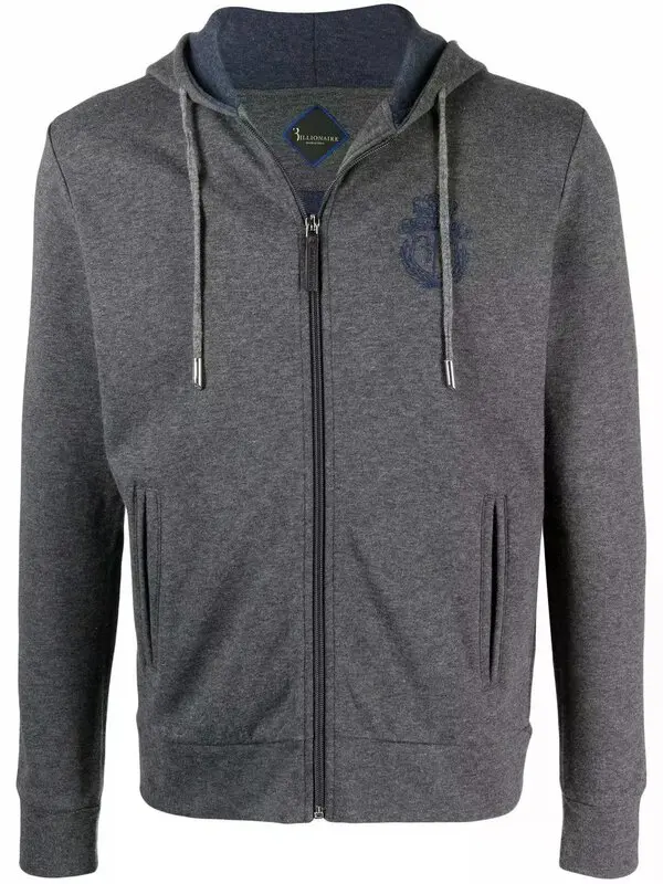 BILLIONAIRE Crest-motif Long-sleeved Hoodie - Grey