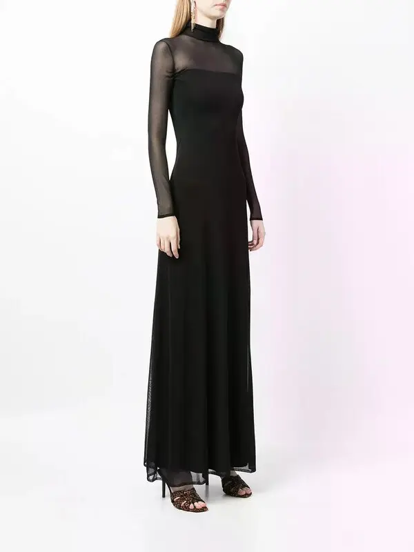 Ralph Lauren Sheer Panelled Flared Maxi Dress