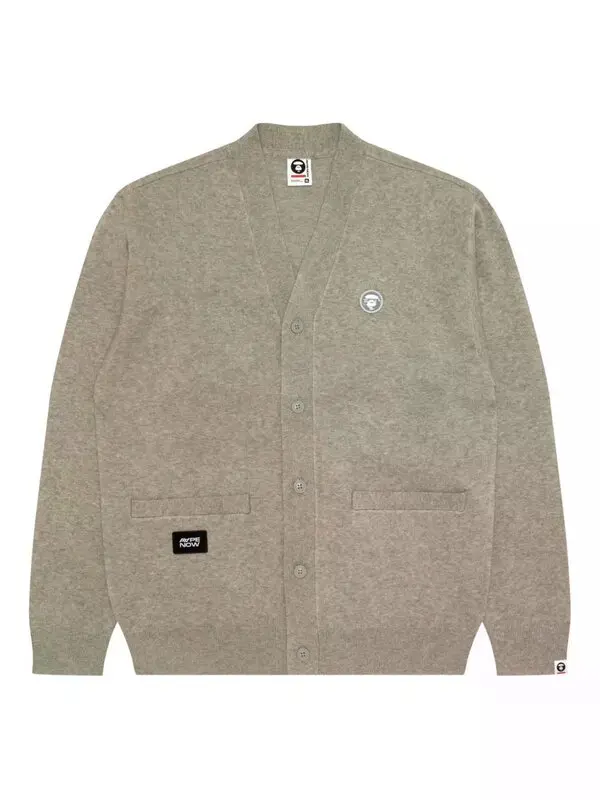 AAPE BY *A BATHING APE Cardigan With Ape Head Logo - Neutrals