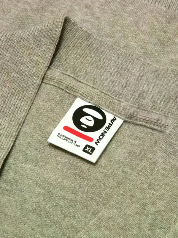 AAPE BY *A BATHING APE Cardigan With Ape Head Logo - Neutrals