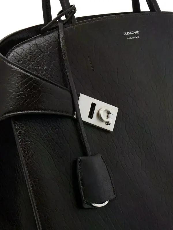 FERRAGAMO Gancini Buckle Tote Bag - Brown