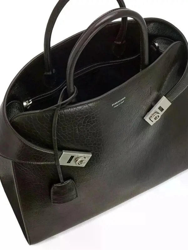 FERRAGAMO Gancini Buckle Tote Bag - Brown