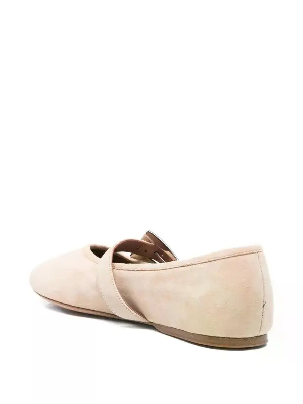Paris Texas Buckle-strap Suede Flats - Neutrals