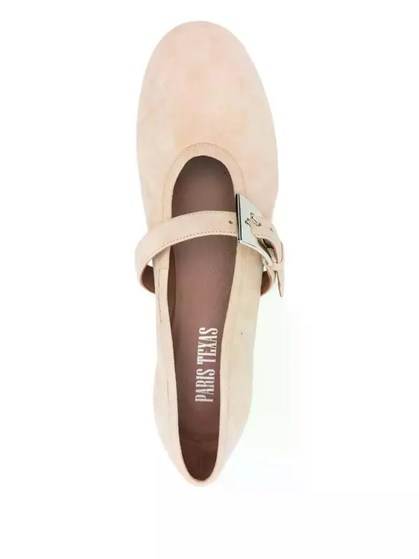 Paris Texas Buckle-strap Suede Flats - Neutrals