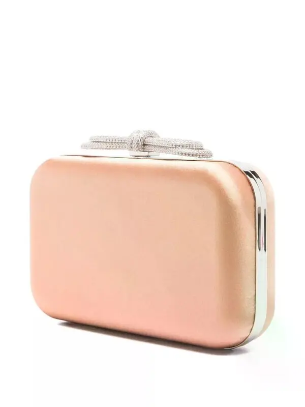 Mach & Mach Crystal Embellished Bow Clutch - Neutrals