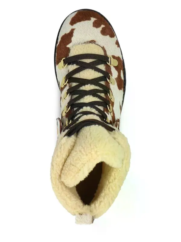 ODISSI Heidi Cow-printed Lace-up Hiking Boots