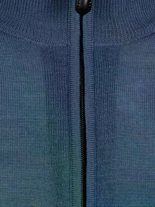 Canali High Neck Half-zip Long Sleeve Sweater - Blue
