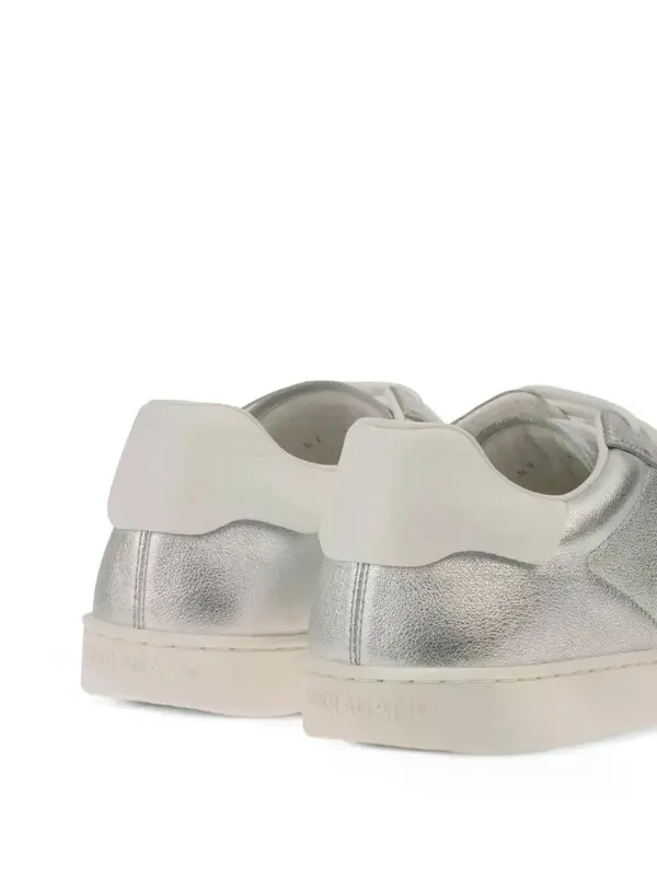 FERRAGAMO Silver-tone Leather Low-top Sneakers - Grey