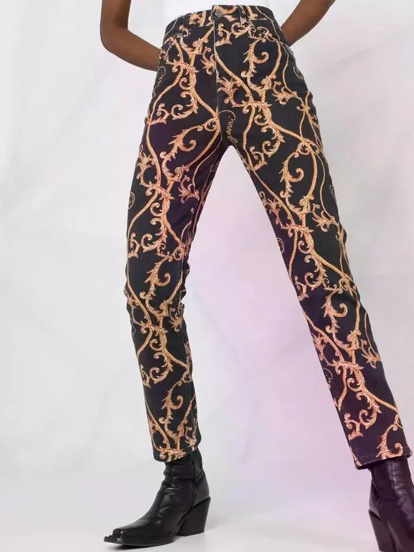 GANNI Baroque-print High Waist Jeans