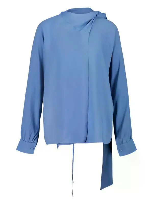 PAULA Wrap Blouse With Attached Scarf And Buttoned Cuffs