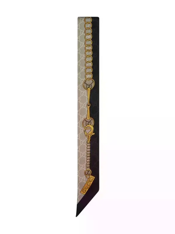 Gucci Horsebit-print Silk Neck Bow