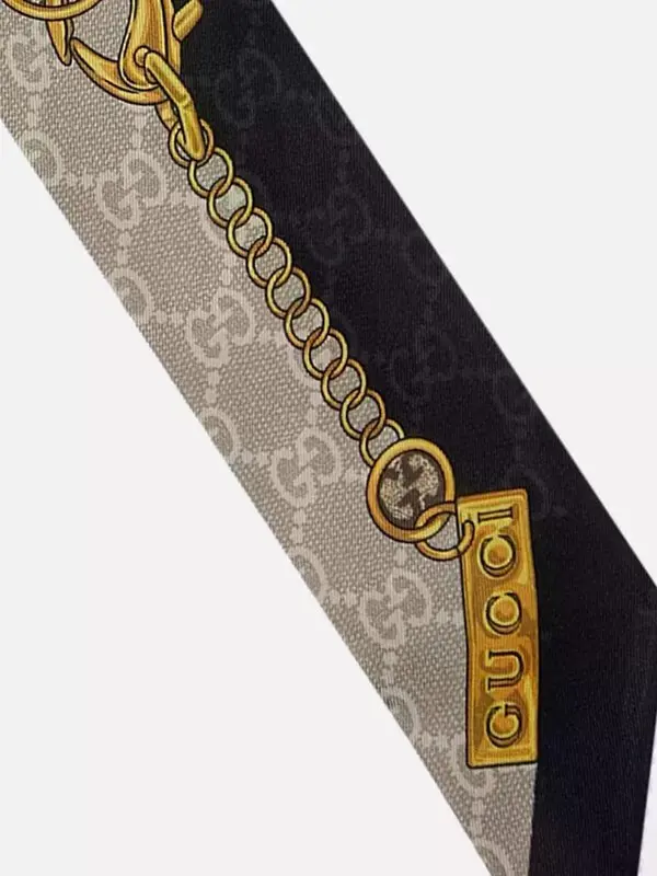 Gucci Horsebit-print Silk Neck Bow