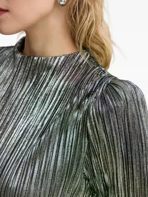 BRUUNS BAZAAR Pleated Puff-sleeve Midi Dress - Silver
