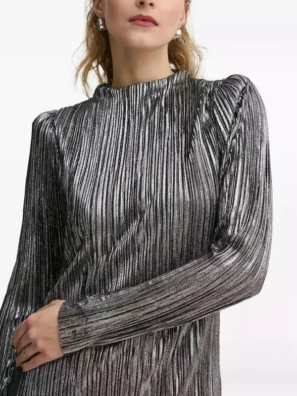 BRUUNS BAZAAR Pleated Puff-sleeve Midi Dress - Silver