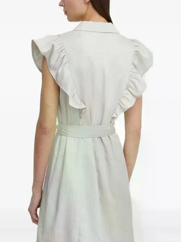 BRUUNS BAZAAR Pinstripe Ruffled-shoulder Mini Dress