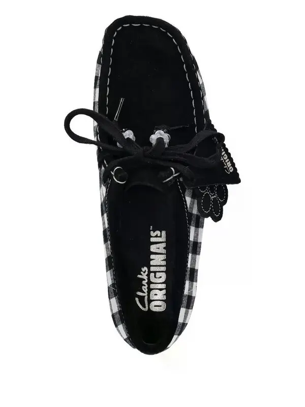 Clarks Gingham-check Flower Embellished Loafers - Black