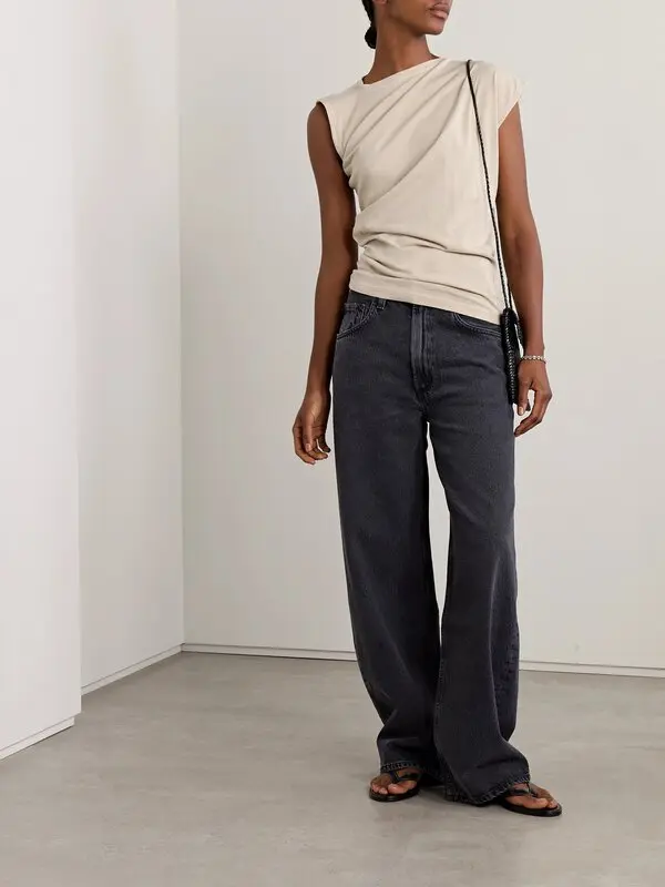 AGOLDE Beth Draped Organic Cotton-jersey T-shirt - Gray