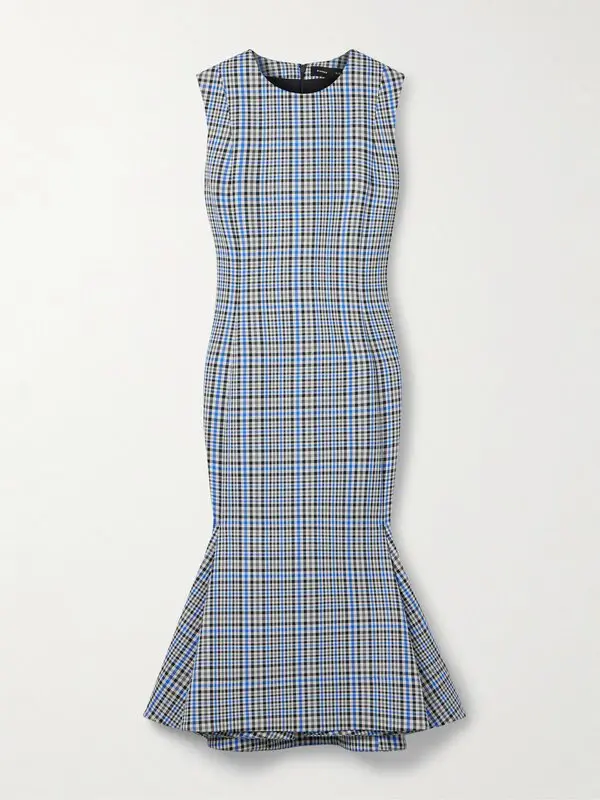 Proenza Schouler Bruna Checked Twill Midi Dress