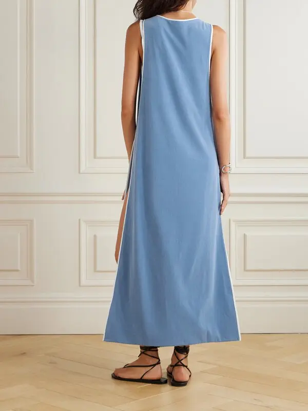 Marysia Aalto Crepe-trimmed Cotton-blend Terry Tunic - Blue