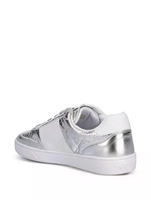 Guess Tone Logo-embellished Lace-up Sneakers - Silver