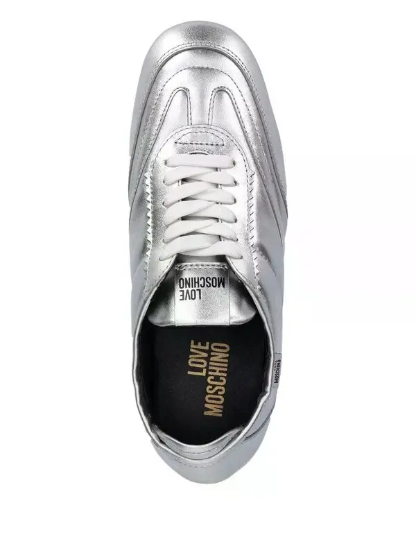 Moschino Tone Lace-up Sneakers - Silver
