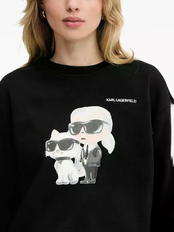 Karl Lagerfeld Ikon Karl & Choupette Print Sweatshirt