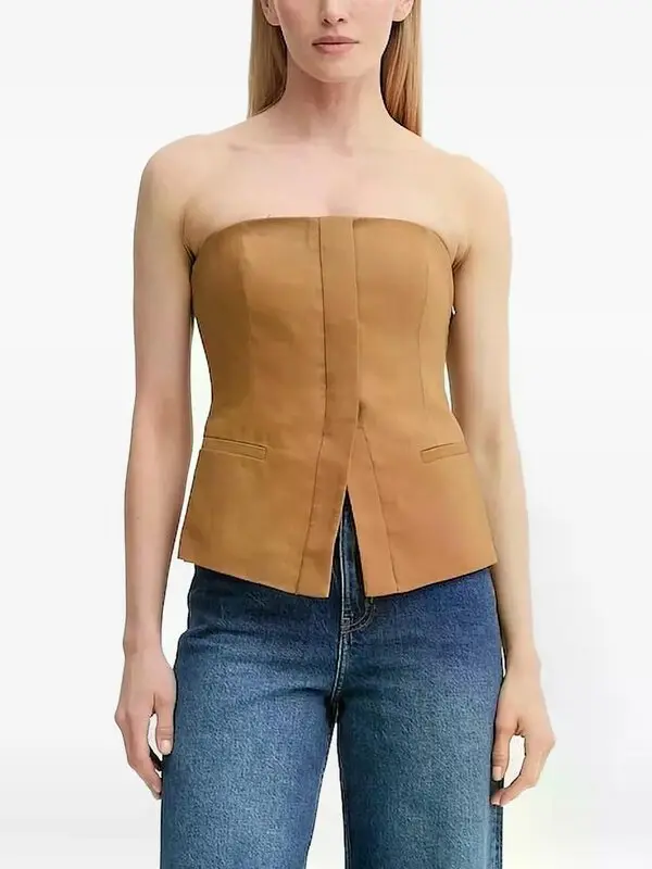 A.L.C. Strapless Darted Bodice Top - Brown