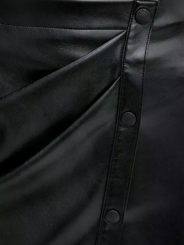 Patrizia Pepe Faux Leather Midi Skirt With Button Detail