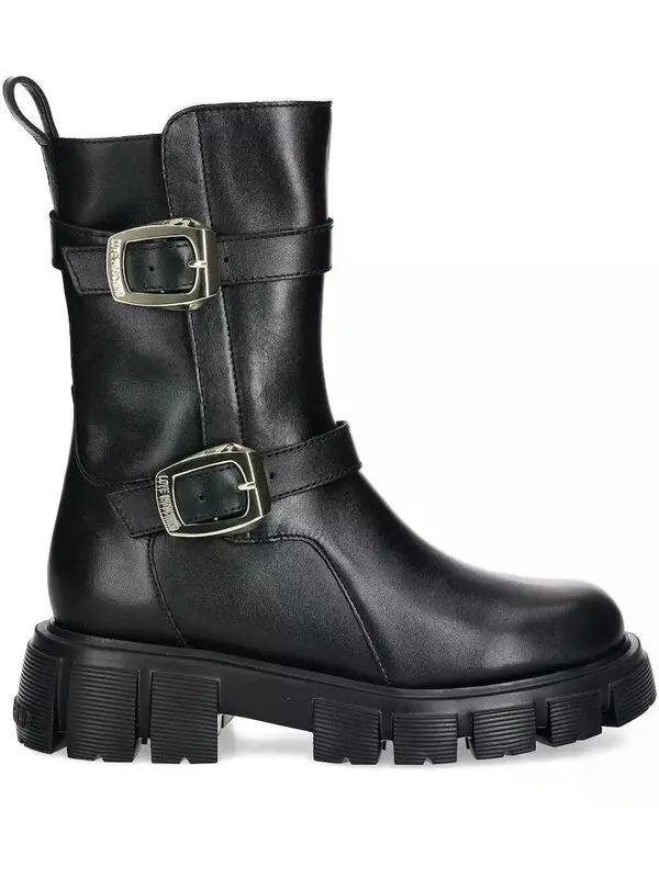Moschino Buckle Detail Platform Boots - Black