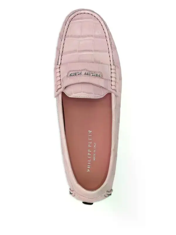 Philipp Plein Crocodile-embossed Loafers - Pink