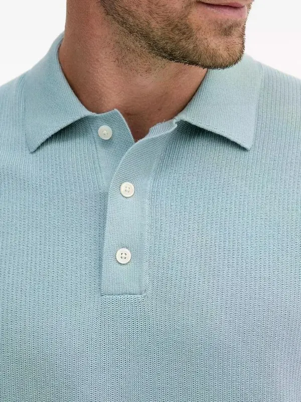 HACKETT Ribbed-knit Polo Shirt