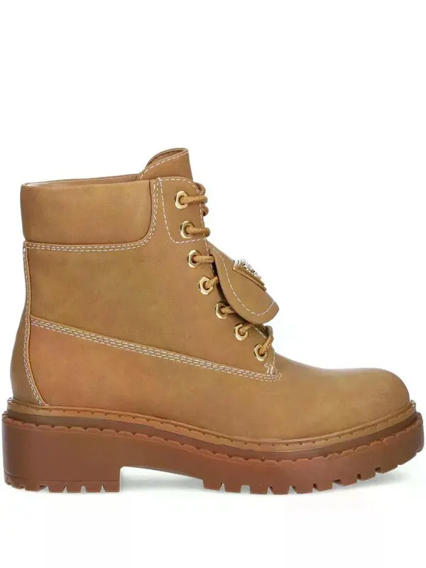 Guess Logo Plaque Lace-up Boots