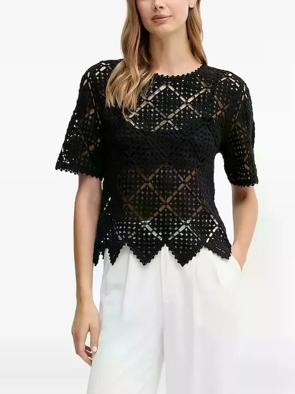 Dkny Cotton-blend Crochet Top