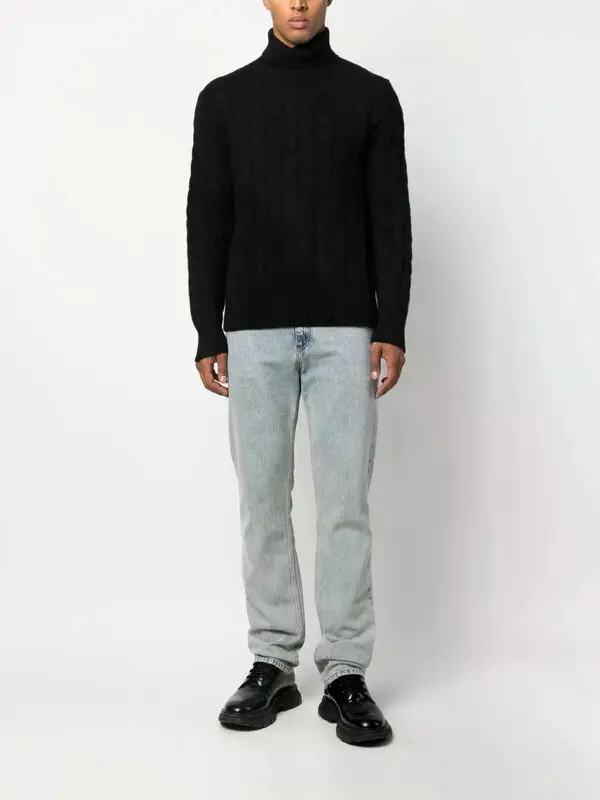Polo Ralph Lauren Roll-neck Cable-knit Jumper - Black