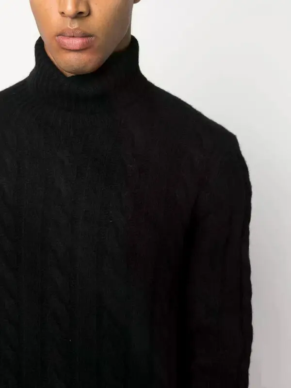 Polo Ralph Lauren Roll-neck Cable-knit Jumper - Black