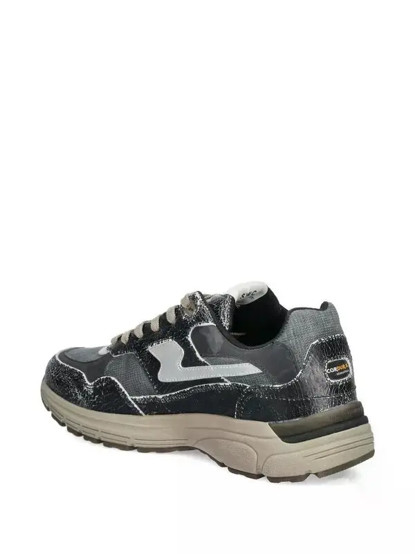 S.W.C STEPNEY WORKERS CLUB Cracked Leather Effect Sneakers