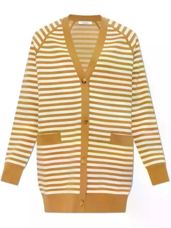 Max Mara Striped V-neck Cardigan - Brown