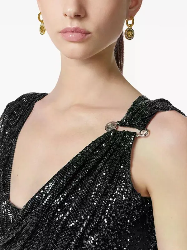 Versace Embellished Stretch Crêpe Jersey Draped Gown