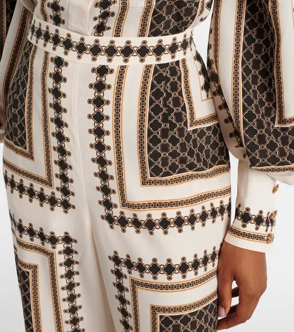 Zimmermann Printed Wide-leg Silk-blend Trousers